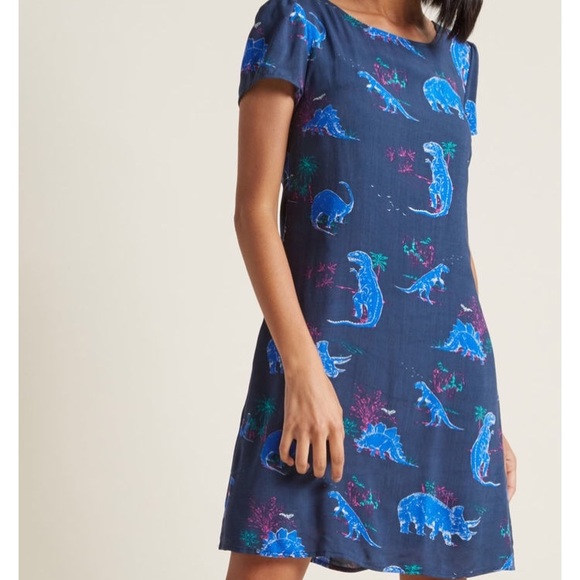 Modcloth | Dresses | Always On The Way Easy Fit Dress In Dinosaur ...